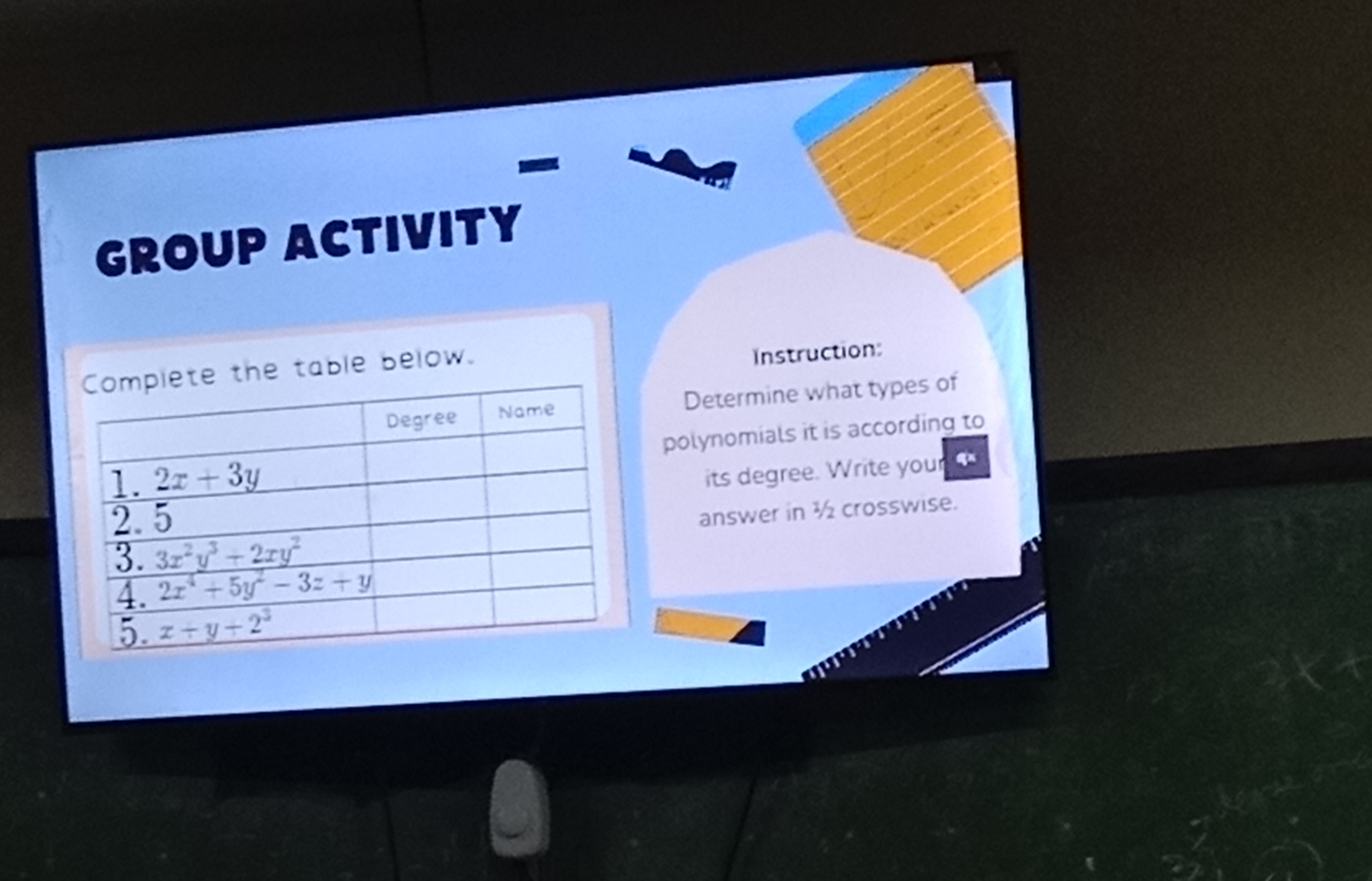Complete the table below. | | Degree | | StudyX