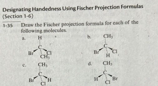 Draw the Fischer projection formula for each | StudyX