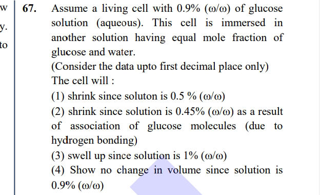 67 Assume a living cell with 09 (/) of