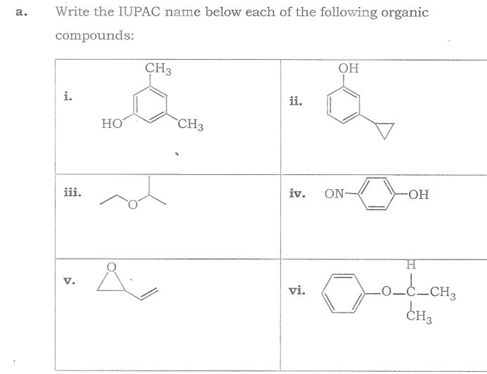 a Write the IUPAC name below each of the | StudyX