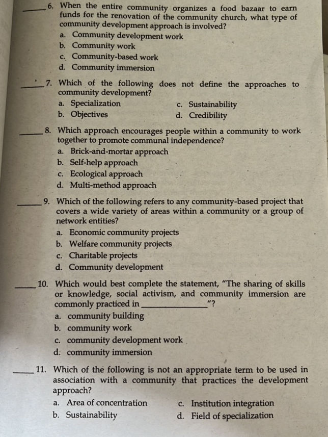 6. When the entire community organizes a | StudyX