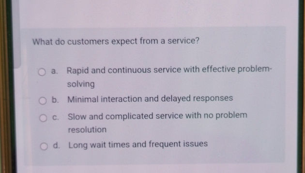 What do customers expect from a service a | StudyX