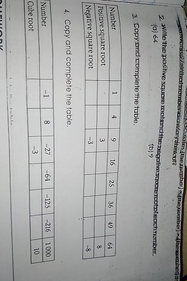 4 Copy and complete the table Number Cube | StudyX