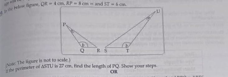 In the below figure QR = 4 cm RP = 8 cm and | StudyX