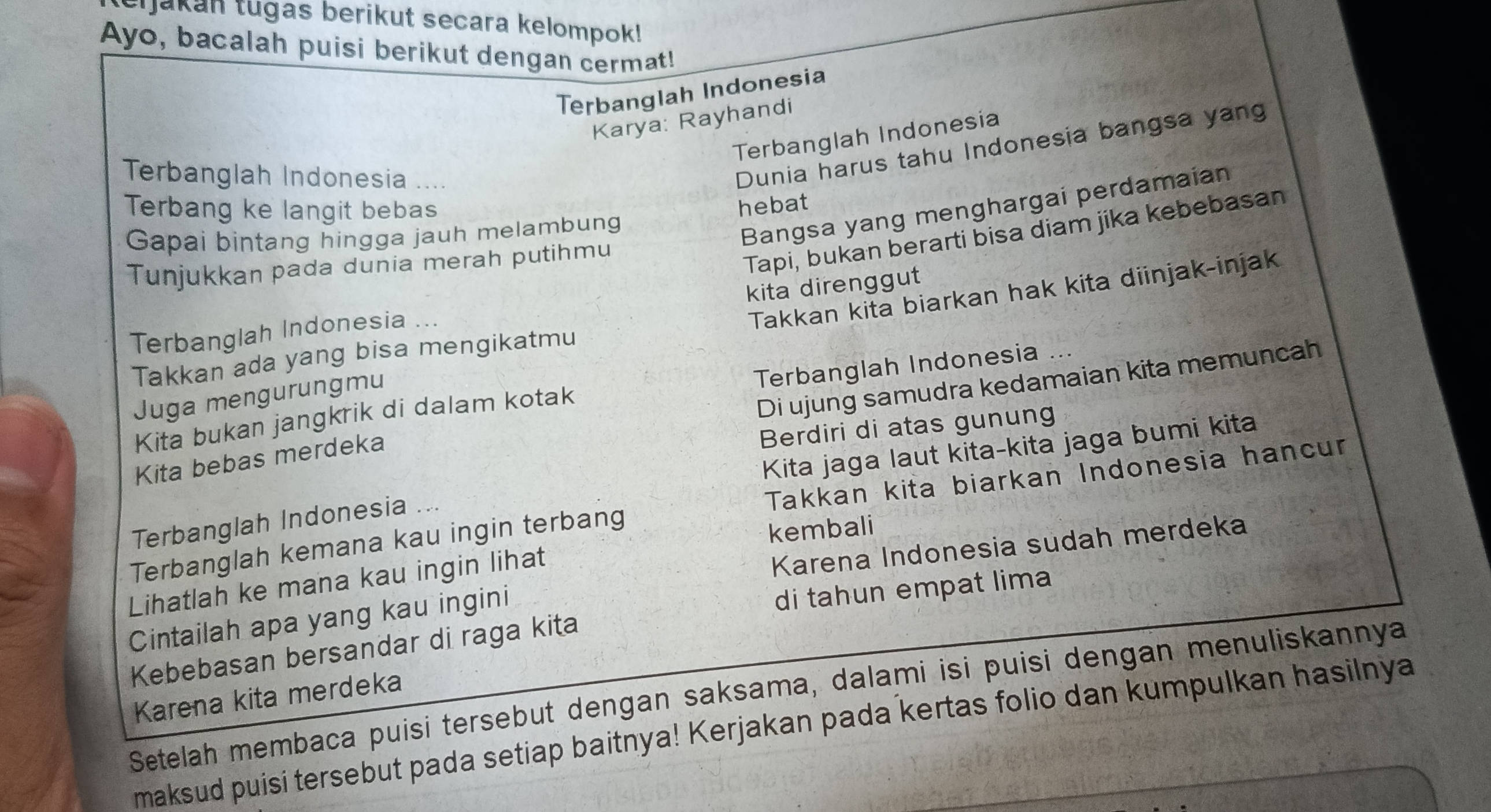Setelah membaca puisi tersebut dengan | StudyX