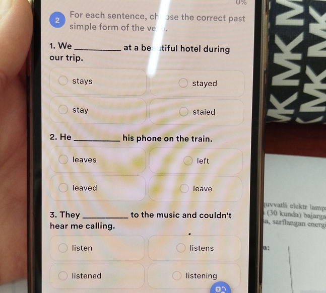 For each sentence chose the correct past | StudyX
