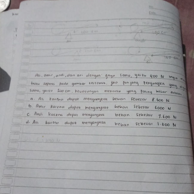 Ali, Amir, Andi, dan Ari dengan gaya sama, | StudyX