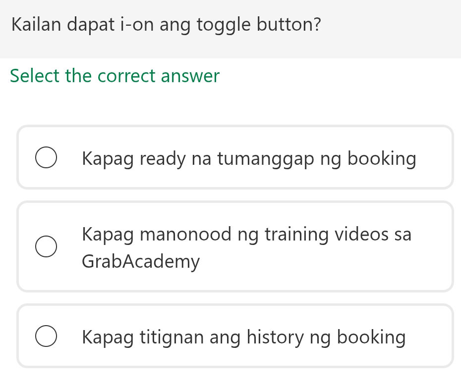 Kailan dapat i-on ang toggle button Select | StudyX