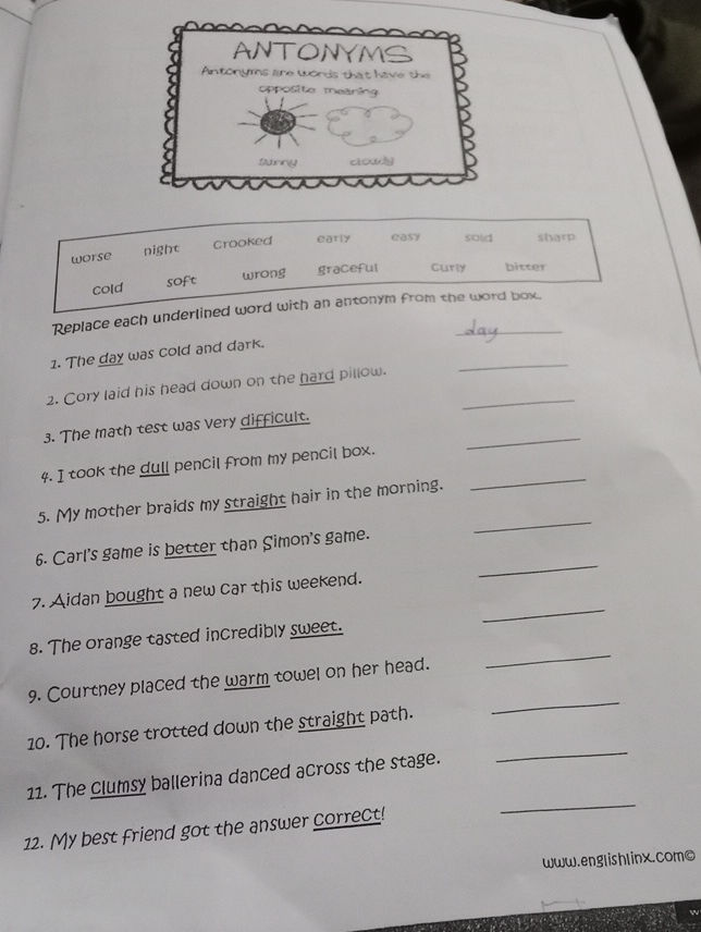 Replace each underlined word with an antonym | StudyX