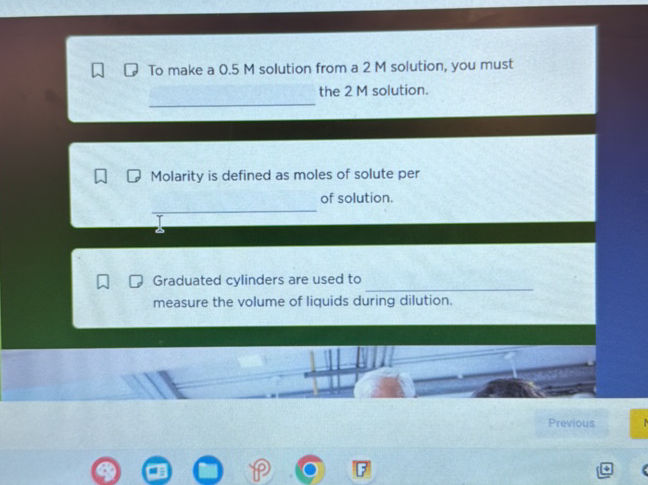 To make a 0.5 M solution from a 2 M | StudyX