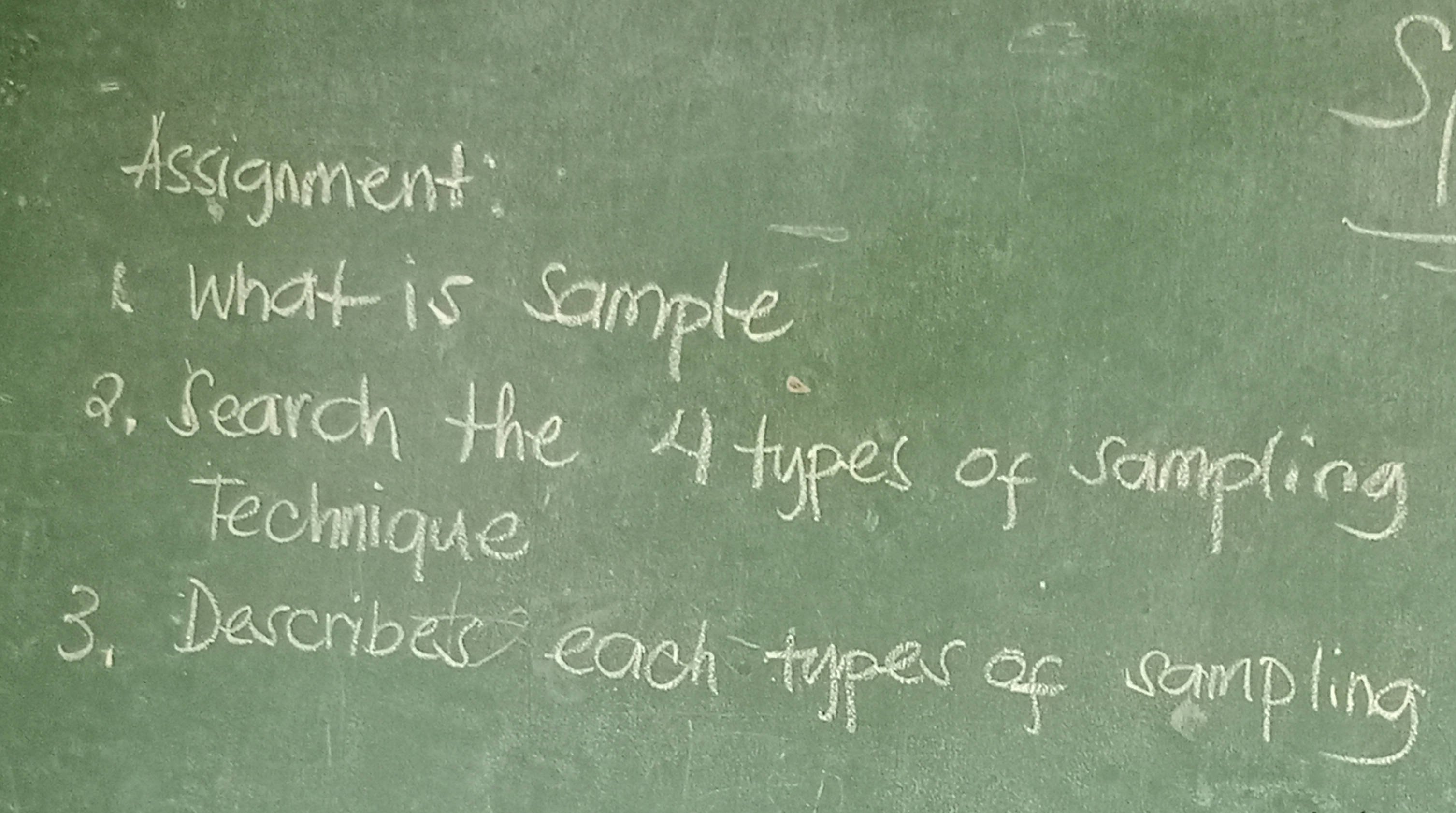 Assignment: 1. What is Sample 2. Search | StudyX