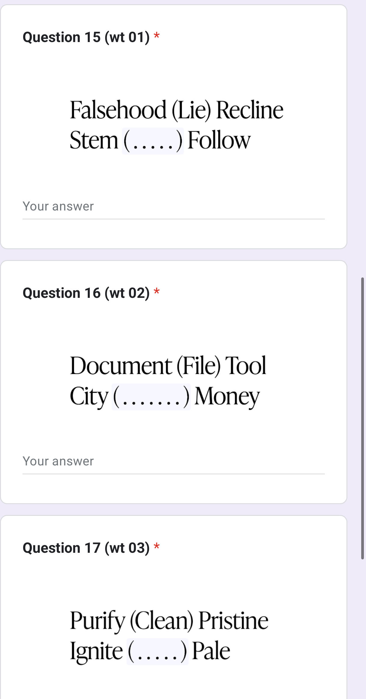Question 15 (wt 01) Falsehood (Lie) Recline | StudyX