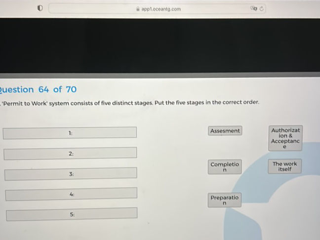 'Permit to Work' system consists of five | StudyX