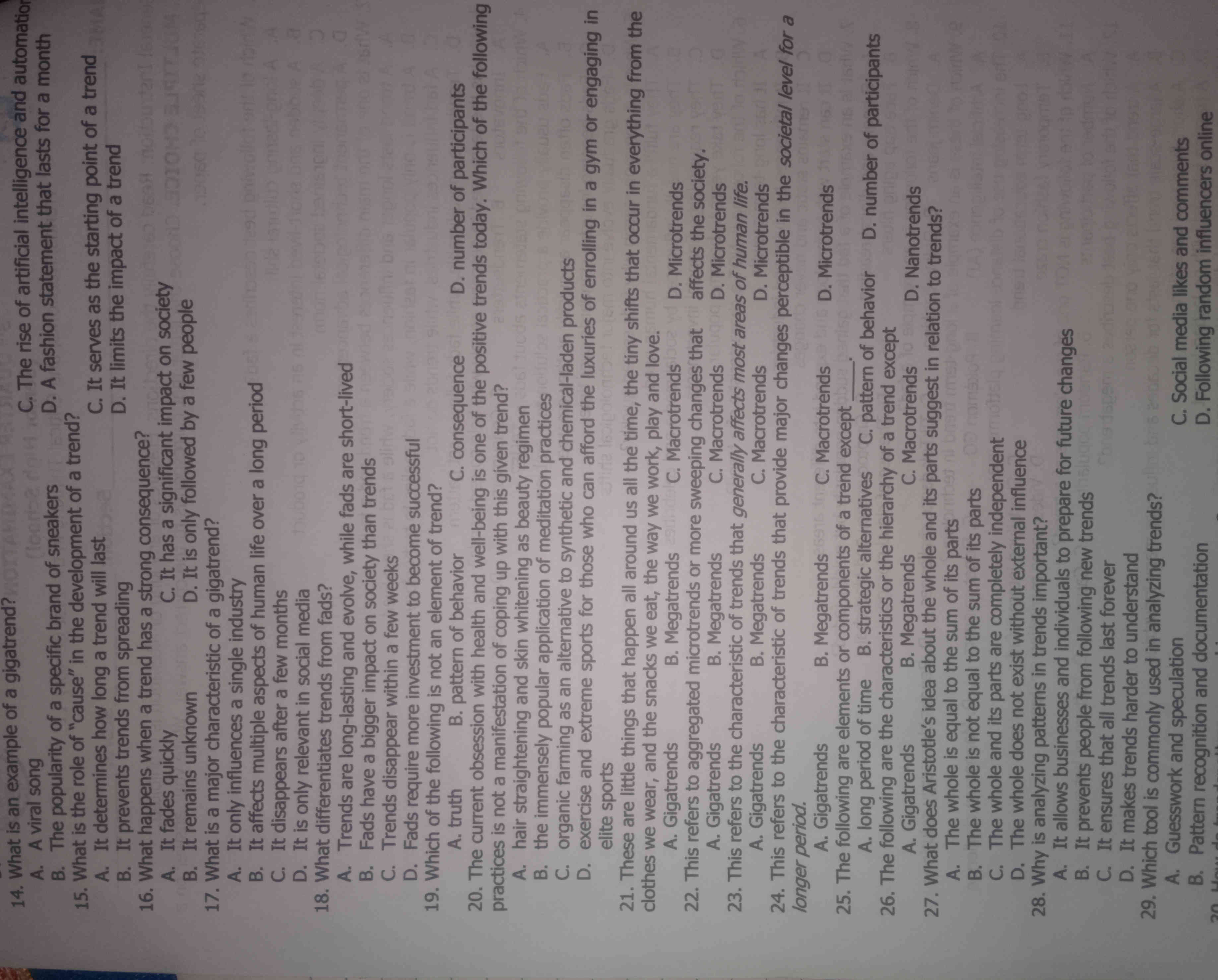 14 What is an example of a gigatrend A A
