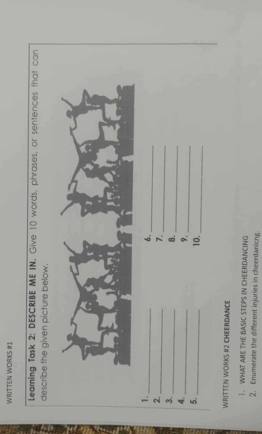 Learning Task 2: DESCRIBE ME IN. Give 10 | StudyX