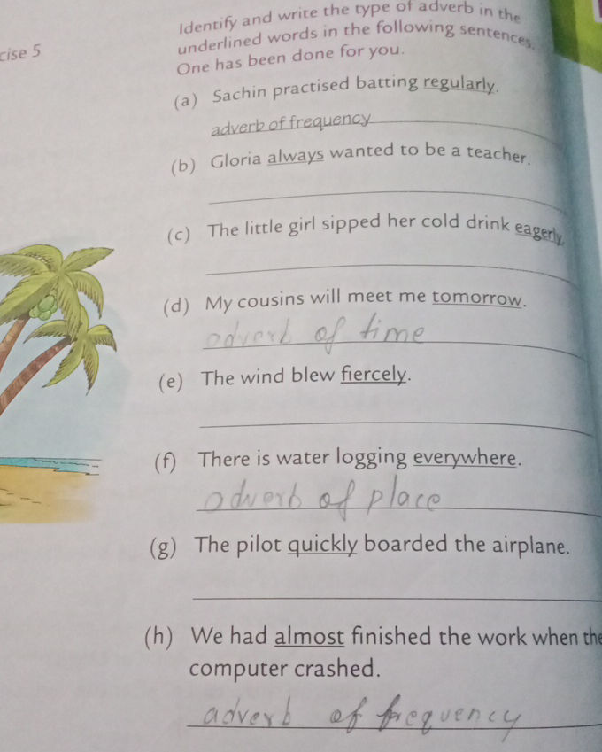 Identify and write the type of adverb in the | StudyX