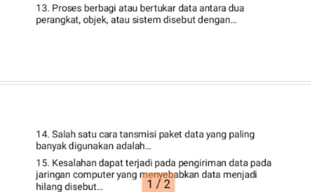13. Proses berbagi atau bertukar data antara | StudyX
