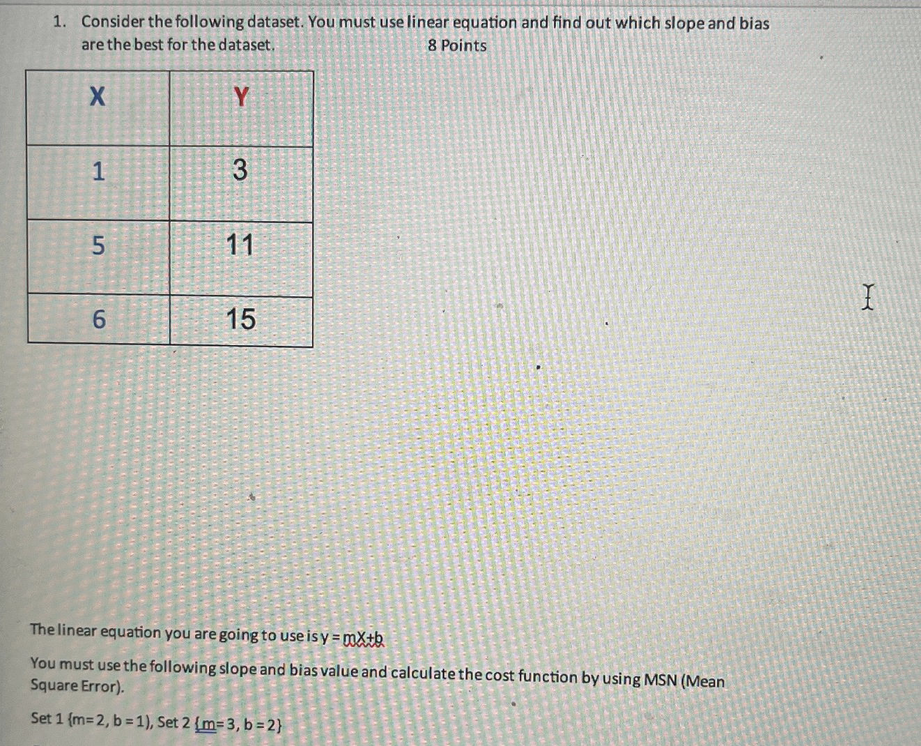 1 Consider the following dataset You must | StudyX