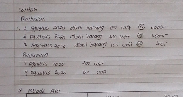 contoh Pembelian 1 1 Agustus 2020 dibeli