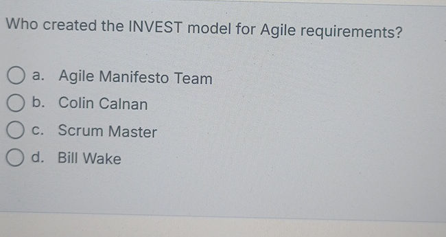 Who created the INVEST model for Agile | StudyX