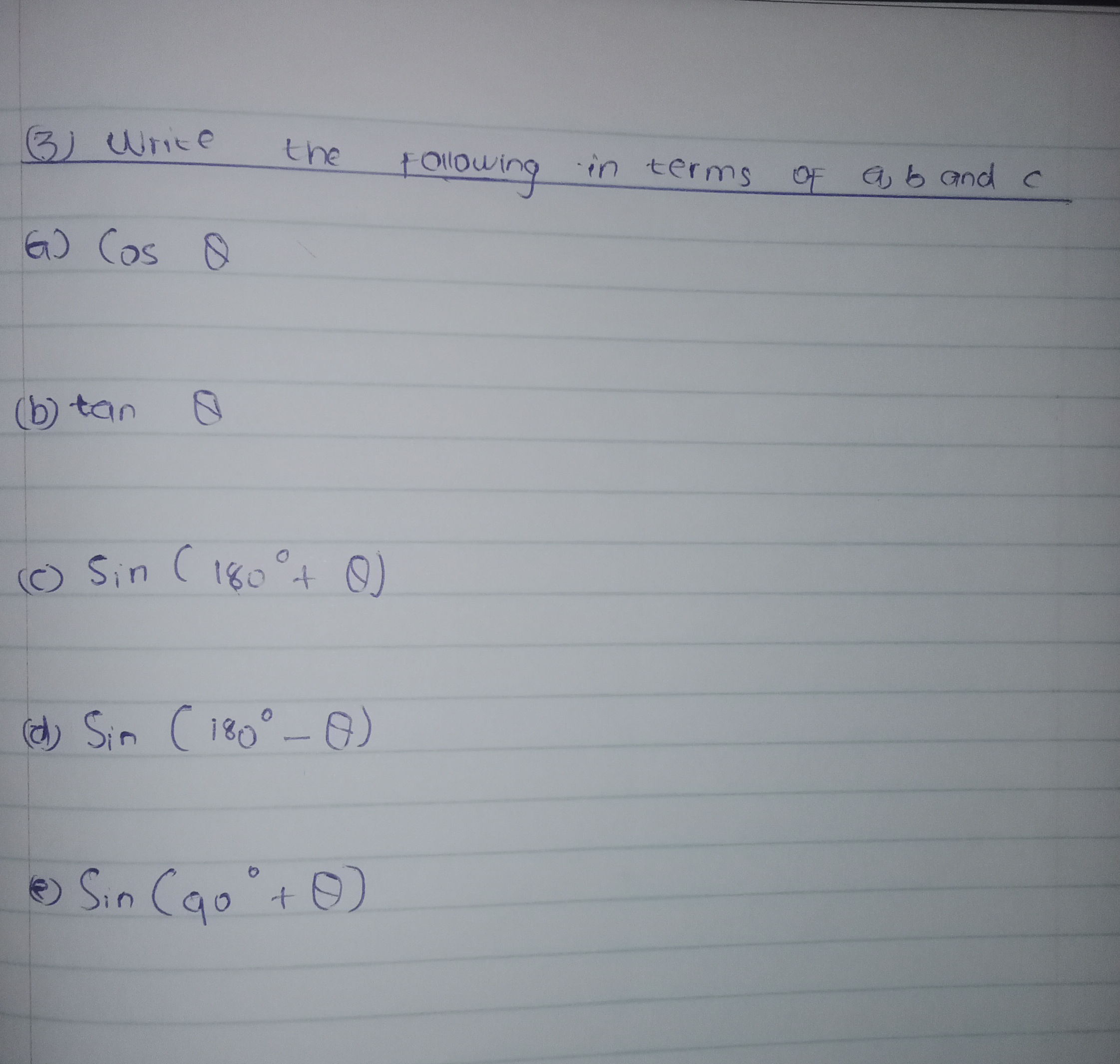 (3) Write the following in terms of a, b and | StudyX