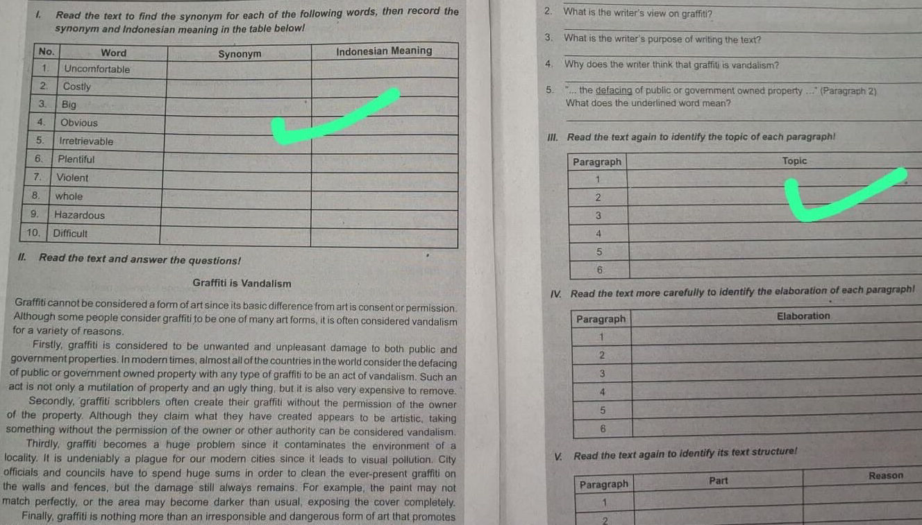 L Read the text to find the synonym for each | StudyX