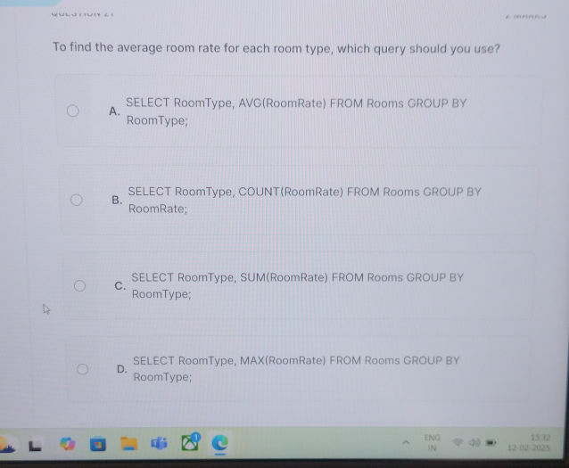 To find the average room rate for each room | StudyX