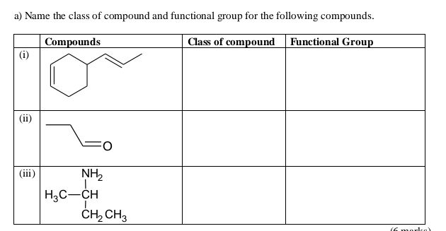 a) Name the class of compound and functional | StudyX