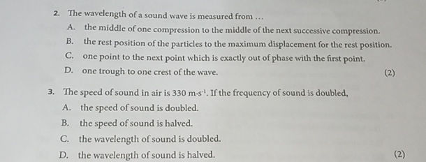 2 The wavelength of a sound wave is measured | StudyX
