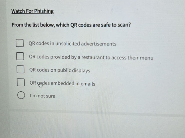 From the list below, which QR codes are safe | StudyX
