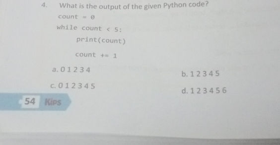What is the output of the given Python code | StudyX