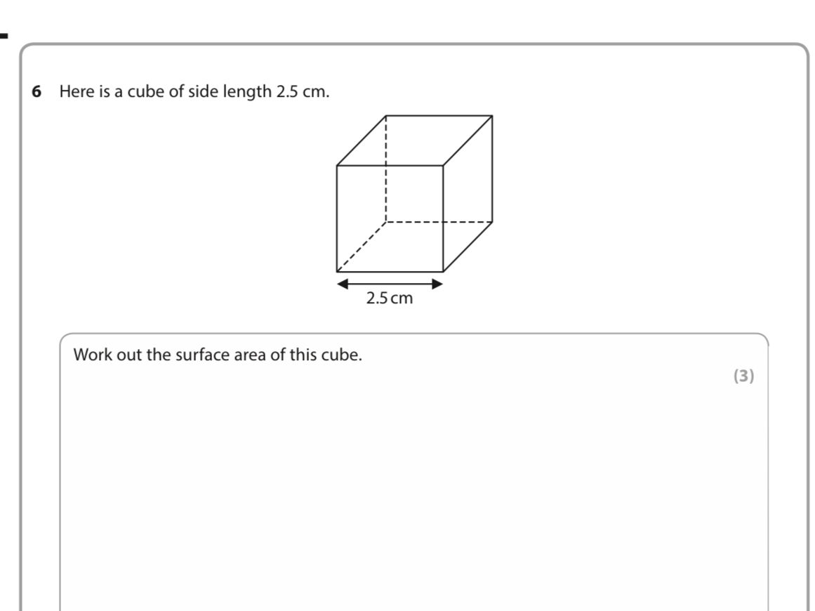 Here is a cube of side length 25 cm Work out | StudyX