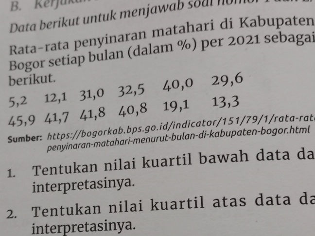Rata-rata penyinaran matahari di Kabupaten | StudyX