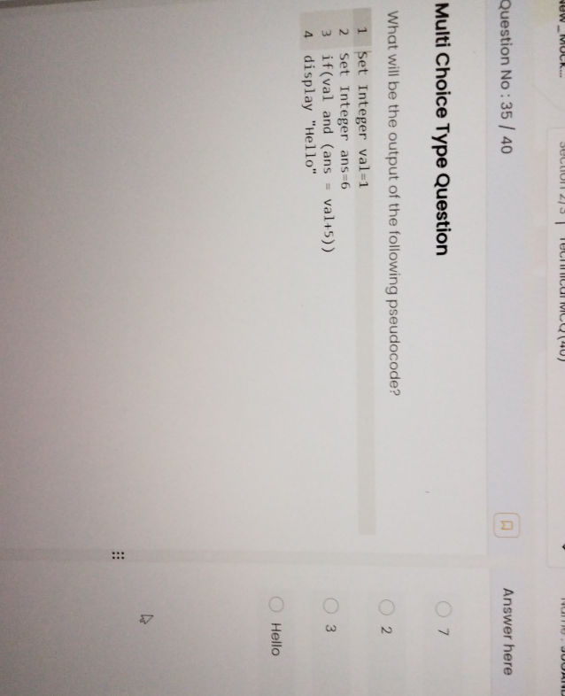 What will be the output of the following | StudyX