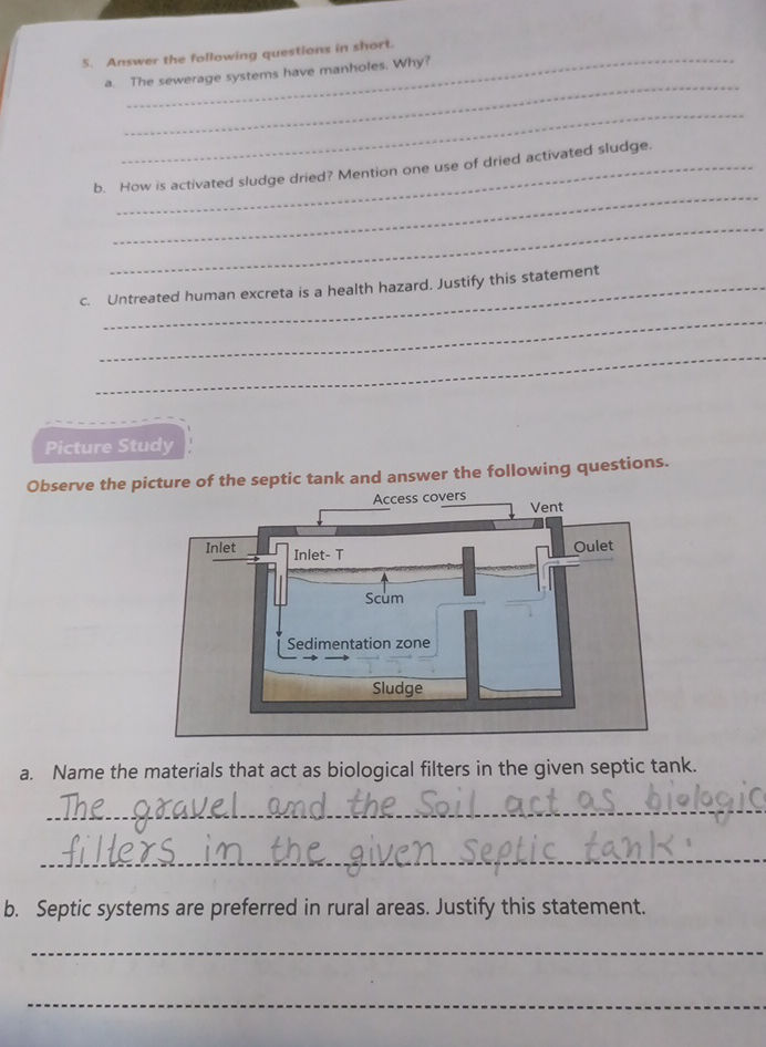 Observe the picture of the septic tank and | StudyX