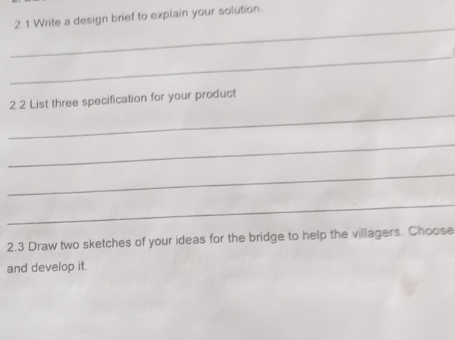 2.1 Write a design brief to explain your | StudyX