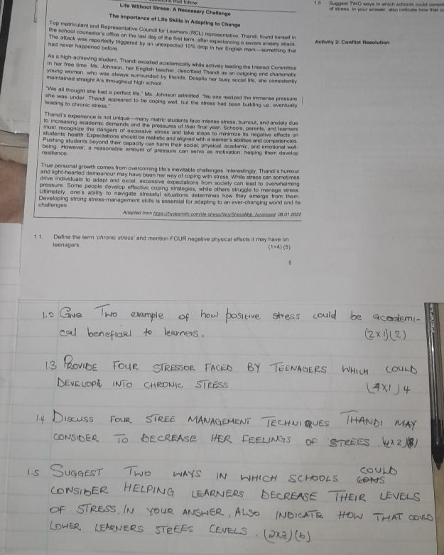 1.2 Give Two example of how positive stress | StudyX