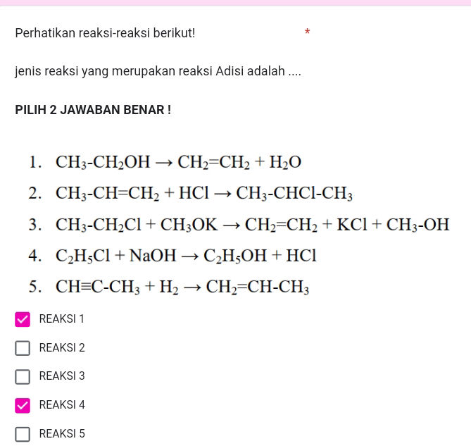 Perhatikan reaksi-reaksi berikut jenis | StudyX