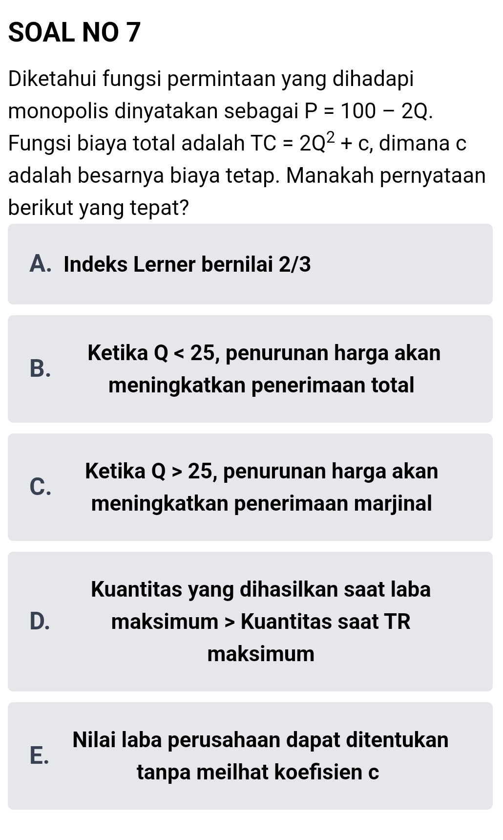 SOAL NO 7 Diketahui fungsi permintaan yang | StudyX