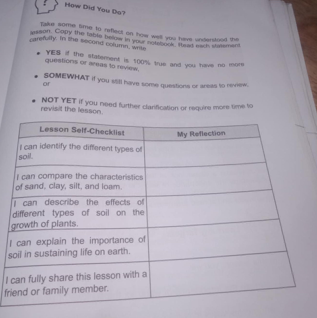 Lesson Self-Checklist I can identify the | StudyX