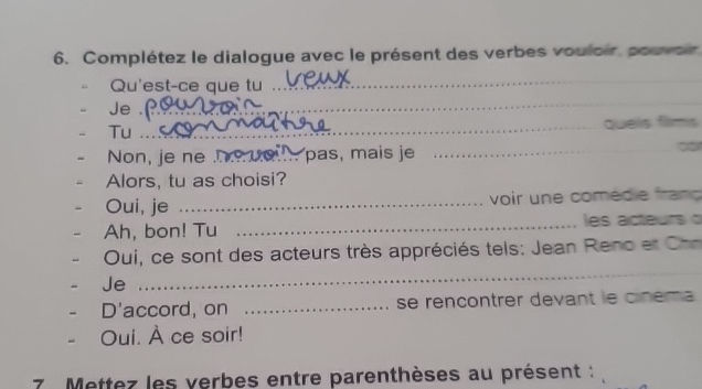 6 Compltez le dialogue avec le prsent des | StudyX