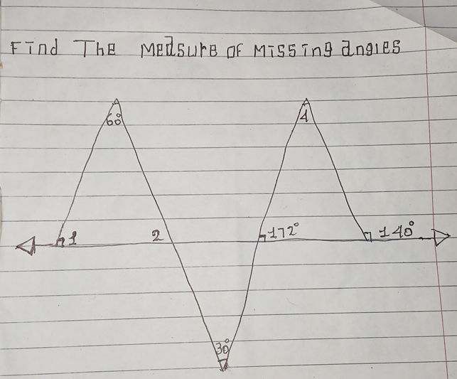 Find the measure of missing angles. The | StudyX