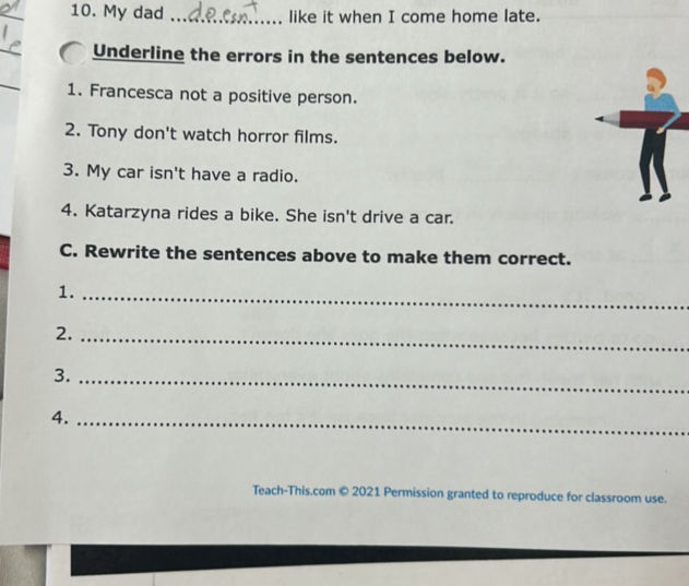 Underline the errors in the sentences below | StudyX