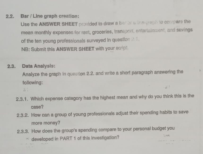 2.2. Bar / Line graph creation: Use the | StudyX