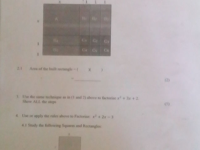 2.1 Area of the built rectangle = (x + 1)(x | StudyX