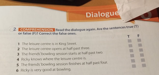 Read the dialogue again. Are the sentences | StudyX