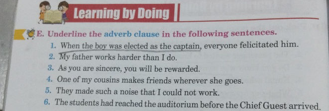 E Underline the adverb clause in the | StudyX