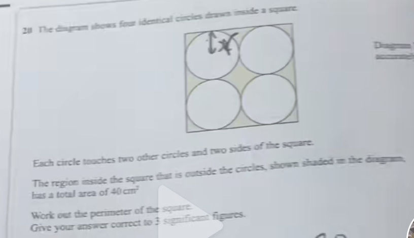 20 The diagram shows four identical circles | StudyX