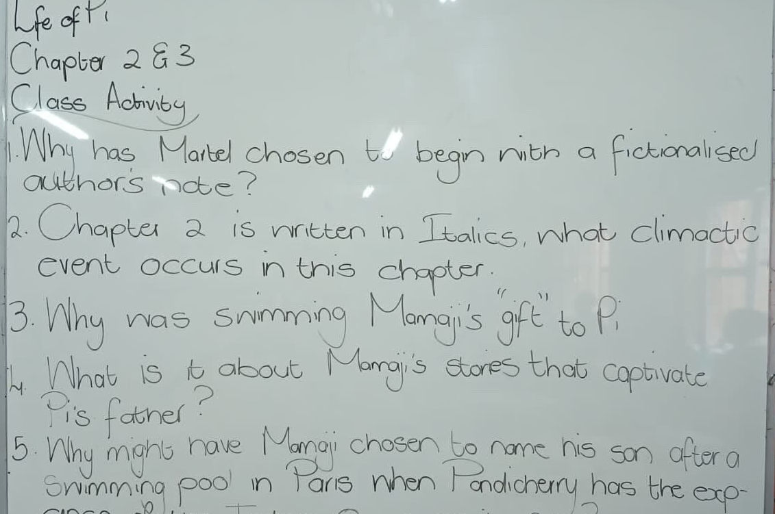 Life of Pi Chapter 2 3 Class Activity 1 Why | StudyX