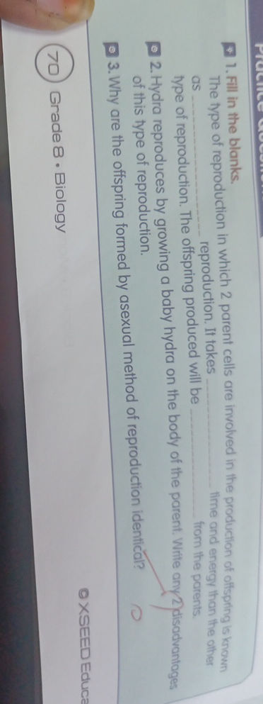 Practice Questions 1 Fill in the blanks The | StudyX